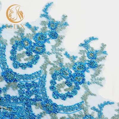 Cina Lunghezza blu del 1 iarda della decorazione della disposizione del pizzo di modo dell'abbigliamento splendido con le pietre in vendita