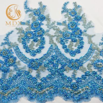 Cina Lunghezza blu del 1 iarda della decorazione della disposizione del pizzo di modo dell'abbigliamento splendido con le pietre in vendita