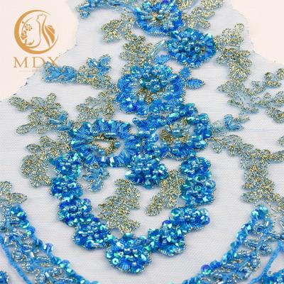 Cina Lunghezza blu del 1 iarda della decorazione della disposizione del pizzo di modo dell'abbigliamento splendido con le pietre in vendita