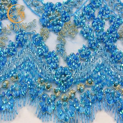 Cina Lunghezza blu del 1 iarda della decorazione della disposizione del pizzo di modo dell'abbigliamento splendido con le pietre in vendita