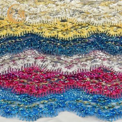 Cina Lunghezza blu del 1 iarda della decorazione della disposizione del pizzo di modo dell'abbigliamento splendido con le pietre in vendita