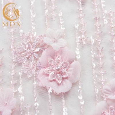 Cina Del fiore 3D di lunghezza del ricamo su misura pizzo eccellente tessuto floreale del pizzo di rosa del 1 iarda in vendita