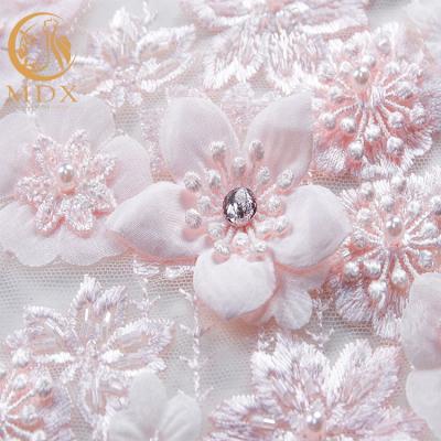 Cina Del fiore 3D di lunghezza del ricamo su misura pizzo eccellente tessuto floreale del pizzo di rosa del 1 iarda in vendita