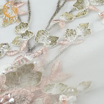 中国 MDXは服のためにハンドメイド刺繍されたレースの生地140cmの幅のタイプする 販売のため