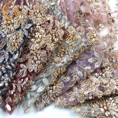 Cina Modo George Embroidery Lace Fabrics Green Mesh Handmade 20% Polyeter in vendita