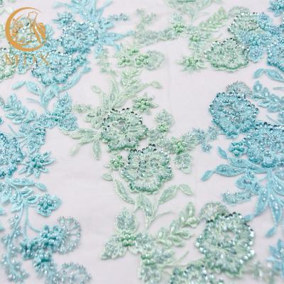 中国 MDXのミントの緑パターンは91.44 Cmの長さテュルが刺繍されて玉を付けた生地をひもで締める 販売のため