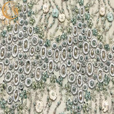 Cina Nylon fatto a mano del tessuto 80% del pizzo della decorazione a paillettes solubile in acqua in vendita