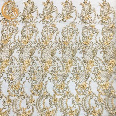 Cina Tessuto in rilievo pesante del pizzo di applique di nylon 3D di 20% con il modello floreale in vendita