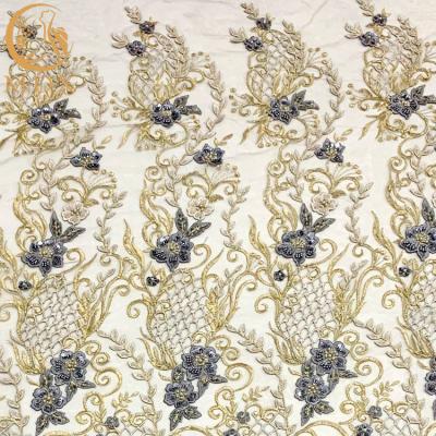 Cina Il tessuto multicolore di applique 3D ha bordato il pizzo del ricamo per il vestito da sera in vendita