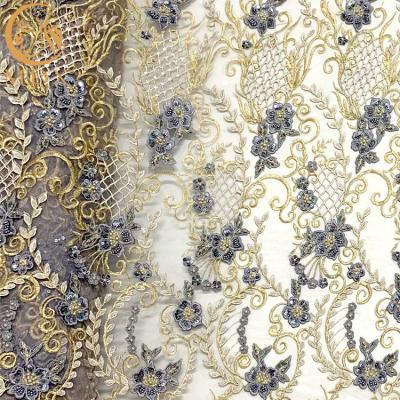 Cina Il tessuto multicolore di applique 3D ha bordato il pizzo del ricamo per il vestito da sera in vendita