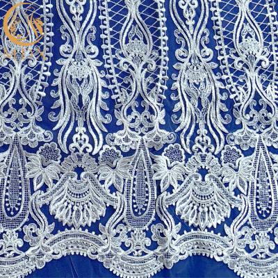 Cina Ricamo fatto a mano di Tulle del tessuto nuziale bianco esclusivo di qualità superiore del pizzo in vendita