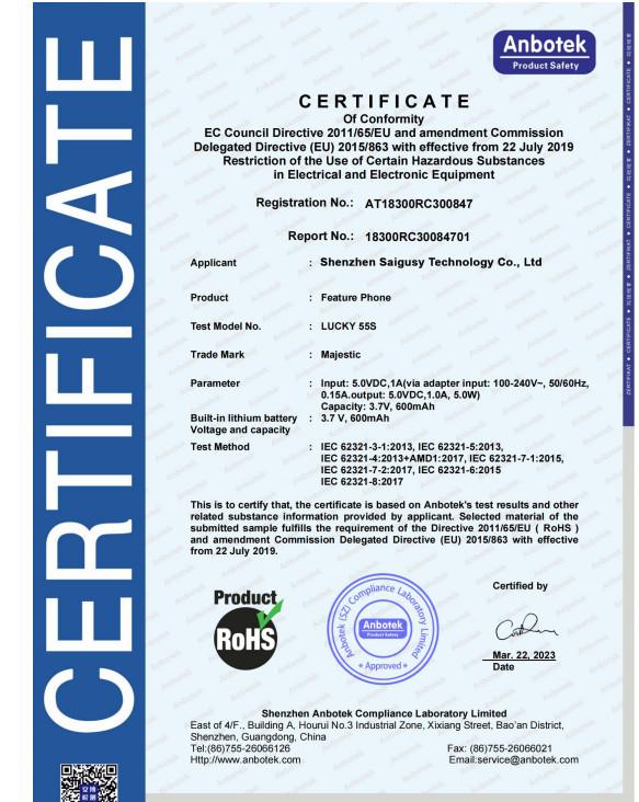 RoHs - Shenzhen Saigusy Technology Co., Ltd