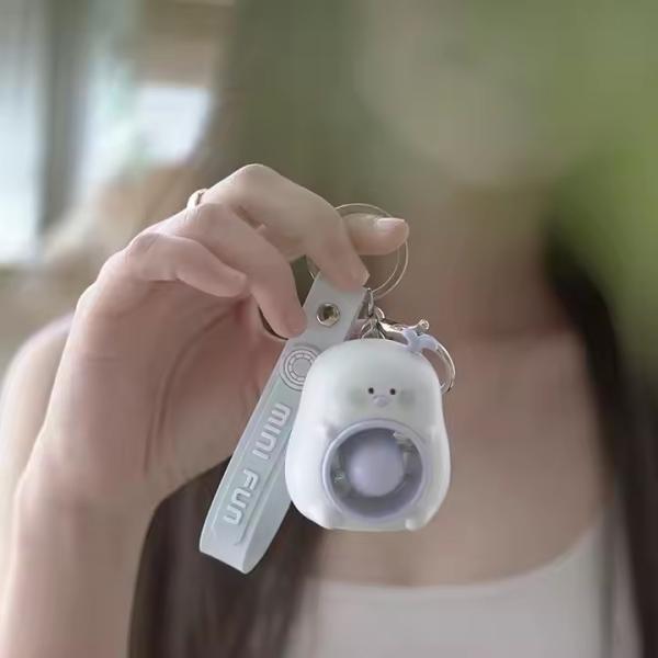 Quality USB Rechargeable Mini Fan Keychain 3 Modes Adjust Speed Handle Custom Keychain for sale