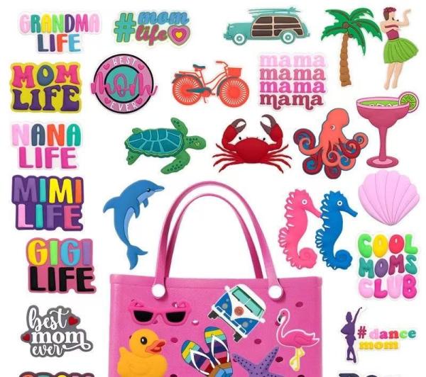 Quality Beach Bag Toys Keychain Multicolor PVC Soft Rubber Bogg Bag Charms for sale