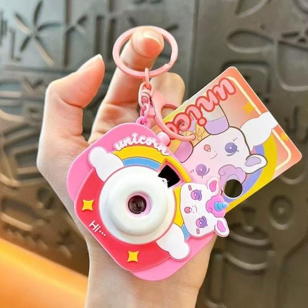 Quality Cartoon Plastic Mini Toy Camera Keychain Promotion Gifts Custom Flashlight Keychain for sale