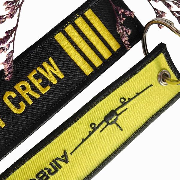 Quality Company Brand Logo Double Side Woven Keychain High Quality Two Side Different for sale
