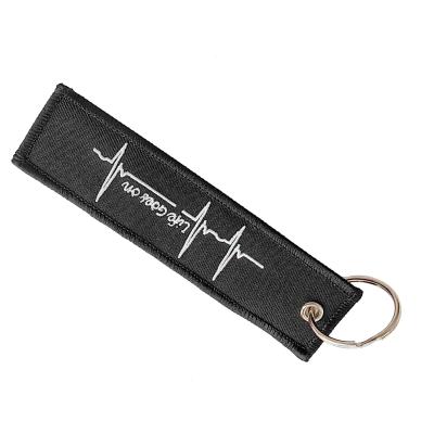 China Minimalist Heartbeat Keychain Charm - Custom Name / Date Embroidery - Stainless Steel Ring​ for sale