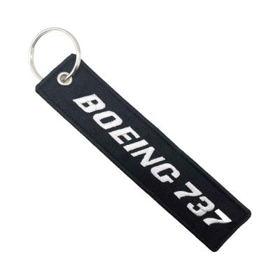 China Clásico de la aviación BOEING 737 Clavier bordado de dos lados Alto contraste blanco y negro Anillo de metal duradero en venta