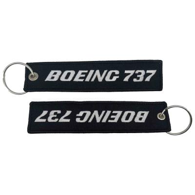China Clásico de la aviación BOEING 737 Clavier bordado de dos lados Alto contraste blanco y negro Anillo de metal duradero en venta