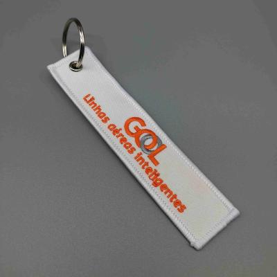 China Brazilian Airline Custom Embroidered Keyring White Orange High Strength for sale