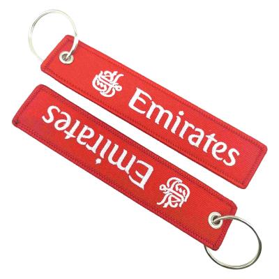 China Red White Aviation Tag Keychain Customizable Double Embroidery Promotional Gift for sale