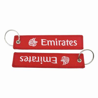 China Red White Aviation Tag Keychain Customizable Double Embroidery Promotional Gift for sale