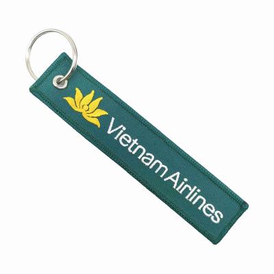 China Vietnam Airlines Custom geborduurde sleutelhanger luchtvaart souvenir lichtgewicht draagbaar Te koop
