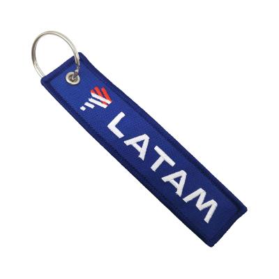 China LATAM Custom geborduurde sleutelhanger lichtgewicht geborduurde naam sleutelhanger Te koop
