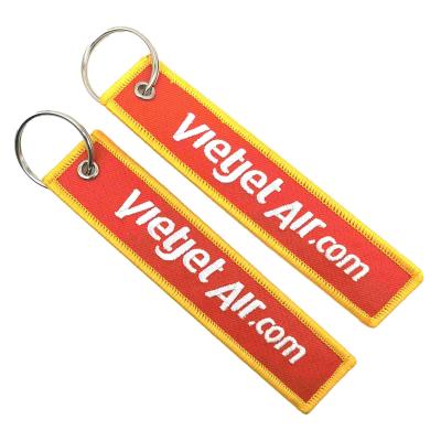 China VietJet Air Custom geborduurde sleuteltakken Hoogprecisie roestvrij zink legering ring Te koop