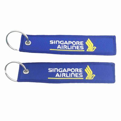 China Singapore Airlines Custom bordado Key Fob reforçado Borda Para entusiasta de aviação à venda