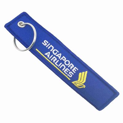 China Singapore Airlines Custom geborduurde sleutelhanger versterkte rand voor luchtvaartliefhebber Te koop