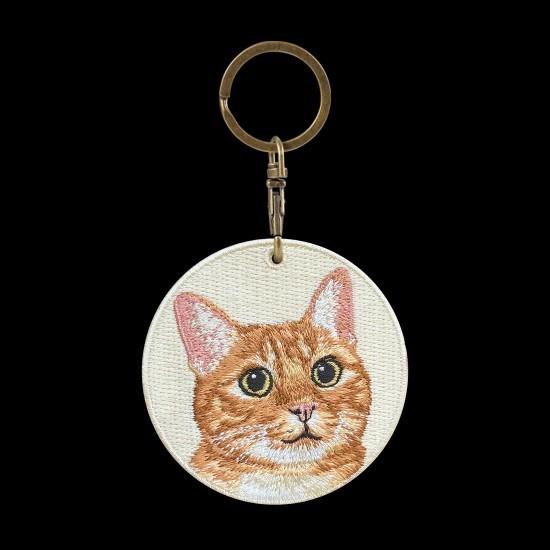 Quality Realistic Ginger Cat Keychain - Hand-Embroidered Fur Details + Rust-Proof Ring + Purrfect Gift for Cat Lover for sale
