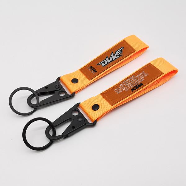 Quality Adventure-Ready Duke Custom Strap - Neon Orange Webbing & Tactical Leather Tag with Warning Accents for sale