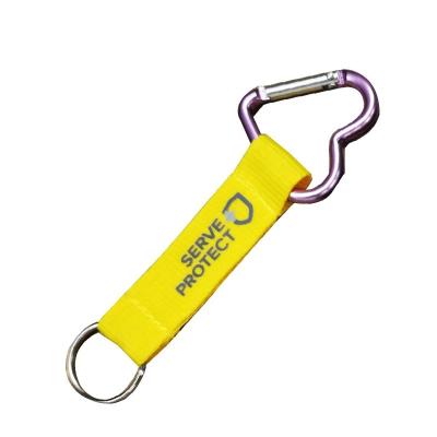 中国 可視性 黄色帯 シールド ロゴ キャラビナー キーチェーン 固定可能なクリップと耐久性のある屋外作業のためのカスタマイズオプション 販売のため