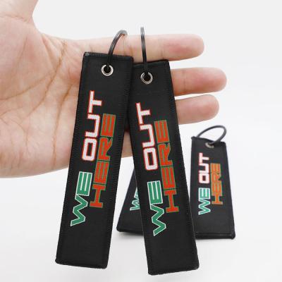 China Personalized Airbus Woven Keychain with Remove Before You Fly Design and 3.5 Inches Size for sale