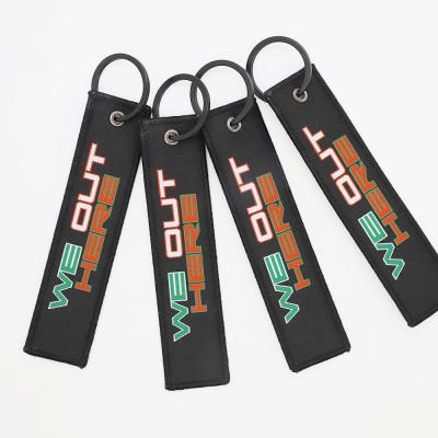 China Personalized Airbus Woven Keychain with Remove Before You Fly Design and 3.5 Inches Size for sale