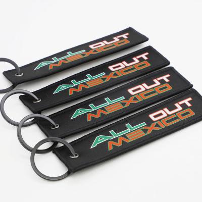 China Personalized Airbus Woven Keychain with Remove Before You Fly Design and 3.5 Inches Size for sale
