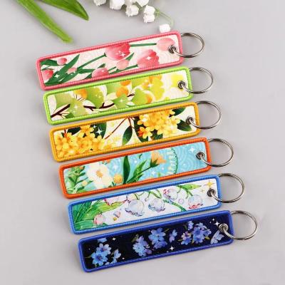 China LBR Gift Custom Jet Tag Woven Keychain with Your Own Logo Free Sample Cheap Flight Tag for sale