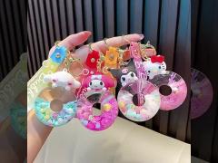 Cartoon Arylic Quicksand Bottle Donut Kuromi Melody Kitty Cinnamoroll Kawaii Character Keychain