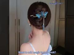 Elegancia de novia de época de oro doble horquilla de mariposa con acentos de piedra preciosa inspirados en la naturaleza Vestido versátil