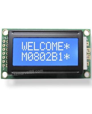 Китай Точечная матрица LCM характера M0802B-B3,0802, тип STN (голубого) LCD, белый backlight, transmissiv продается