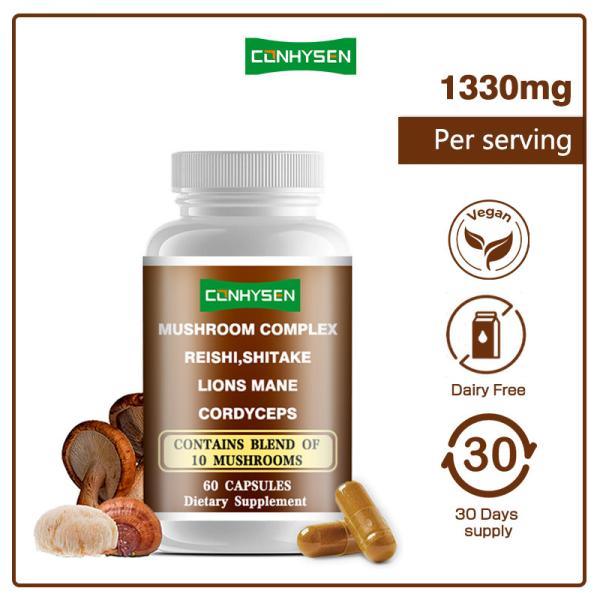 Quality Mushroom Complex Capsules Supports Immune Gut Health Vegan Supplement for sale