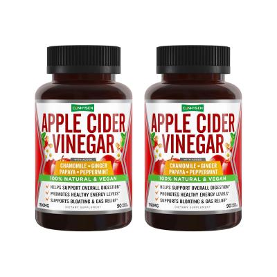 China Apple Cider Vinegar Digestive Support Capsules with Ginger Papaya Chamomile Peppermint Natural Bloating Relief Energy Boost for sale
