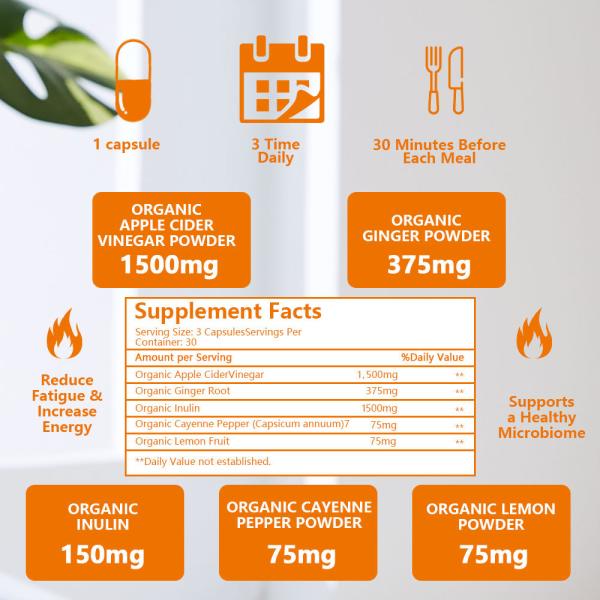 Quality Dietary Supplement Organic Apple Cider Vinegar Capsules for Weight Management for sale