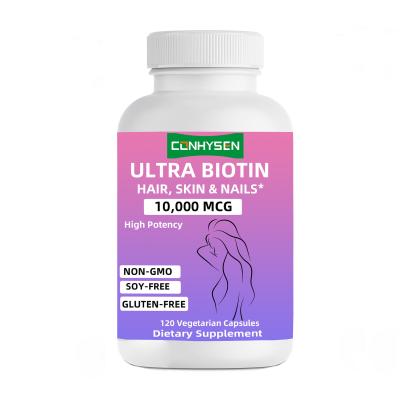 China Custom Branded Ultra Biotin Capsules Non GMO Promotes Hair Skin & Nails Beauty Supplement for sale