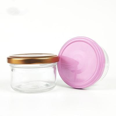 China Round Clear Honey Jam Pickles Glass Jar With Twist Off Lid 50ml 80ml 100ml 150ml 200ml 280ml 380ml Caviar Jam Hot Sauce for sale