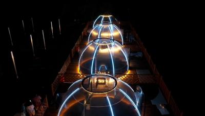 China Full Transparent 360 Degree Dining Bubble Tent 27.7m2 Geodesic Dome House for sale