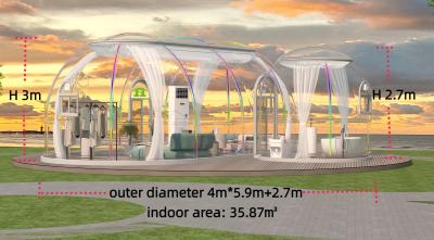 China 5.7m2 Double Star Dining Bubble Tent 3M Camping Transparent  Clear Bubble Tent for sale