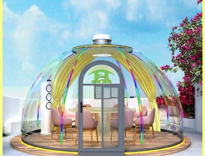China Moderne luxe geprefabriceerde modulaire kassen orkaanbestendige PC Dome tent voor Resort Villa Capsule Dome Design Te koop