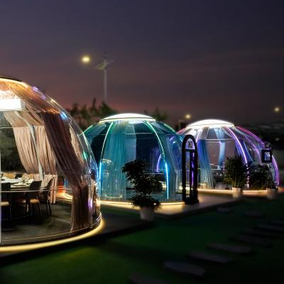 China Populaire verkoop Waterdicht Camping Dome Hotel Modulaire tent Dubbele koepel Huis met badkamer Te koop